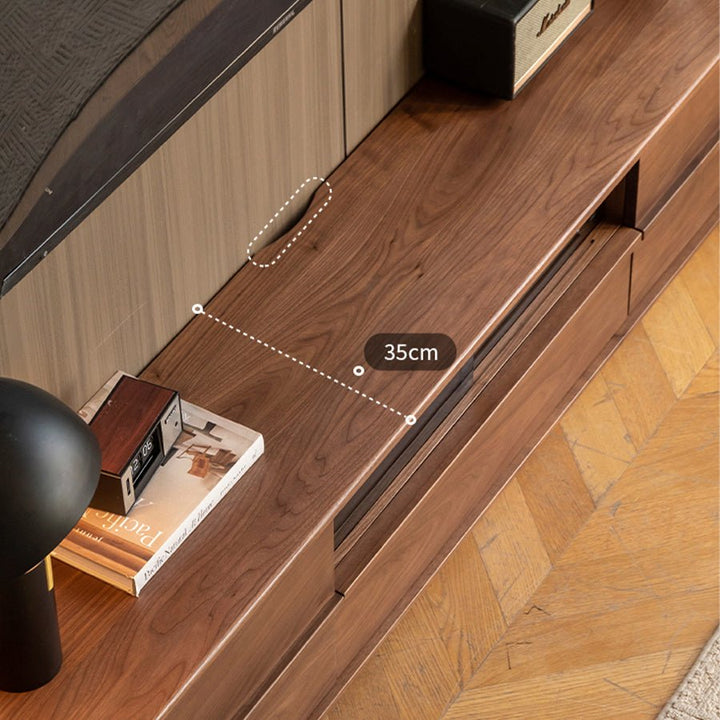 Aurin Solid Walnut Floor Standing Entertainment Unit with LED Light ...