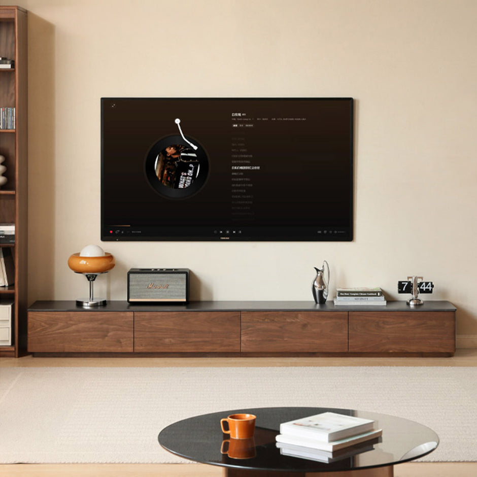 Bailey Natural Solid Walnut Floor Standing Entertainment Unit with Cer ...