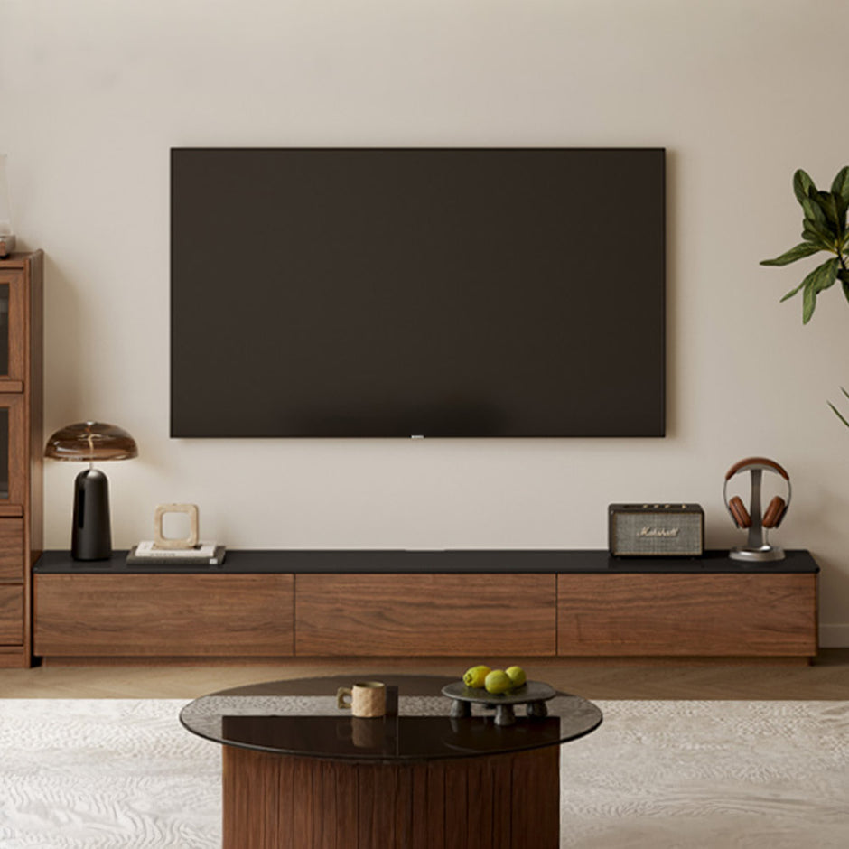 Bailey Natural Solid Walnut Floor Standing Entertainment Unit with Cer ...