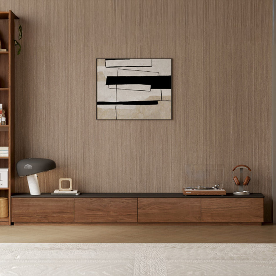 Bailey Natural Solid Walnut Floor Standing Entertainment Unit with Cer ...