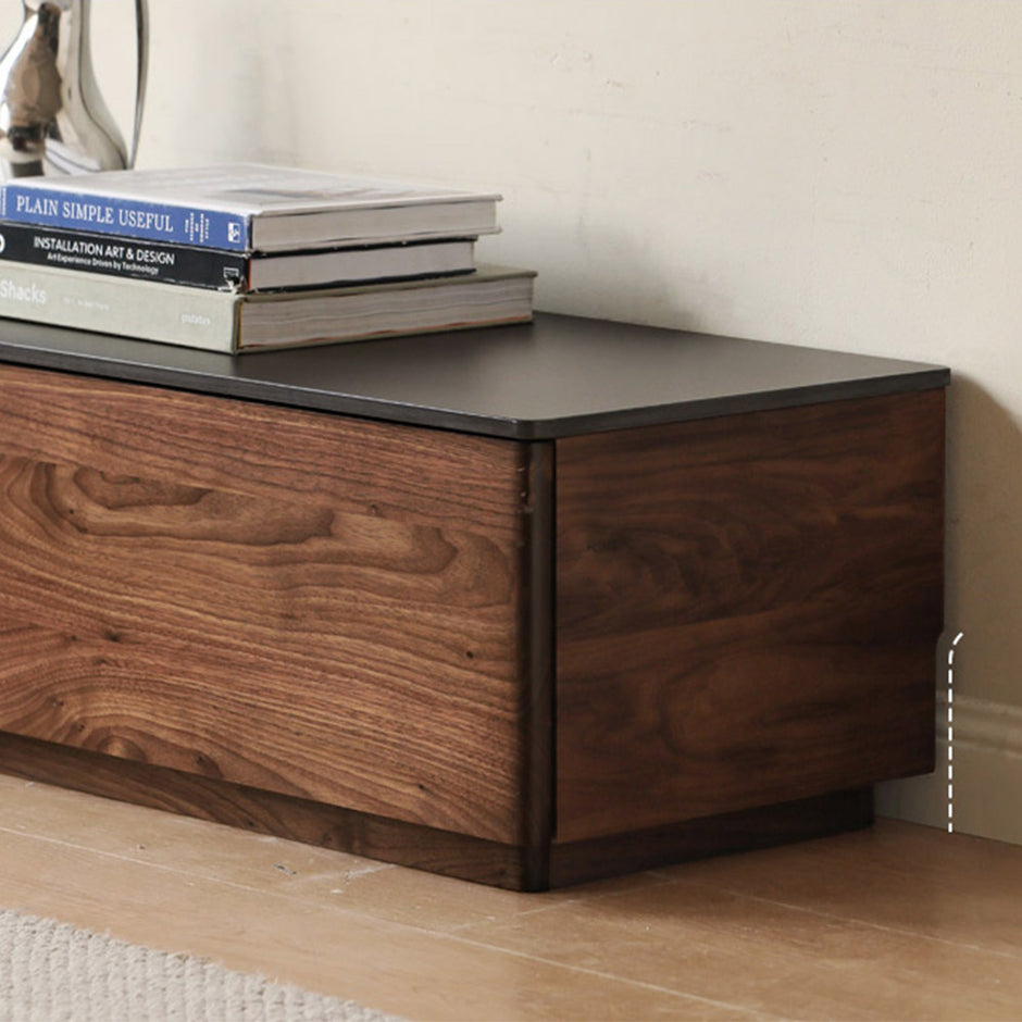 Bailey Natural Solid Walnut Floor Standing Entertainment Unit with Cer ...