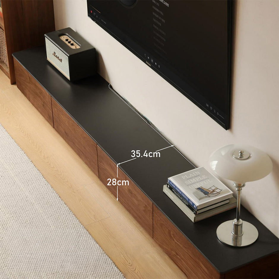 Bailey Natural Solid Walnut Floor Standing Entertainment Unit with Cer ...