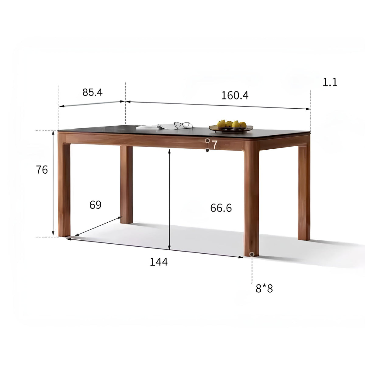 Cuba Natural Solid Walnut Dining Table With Ceramic Top – Oak Furniture ...