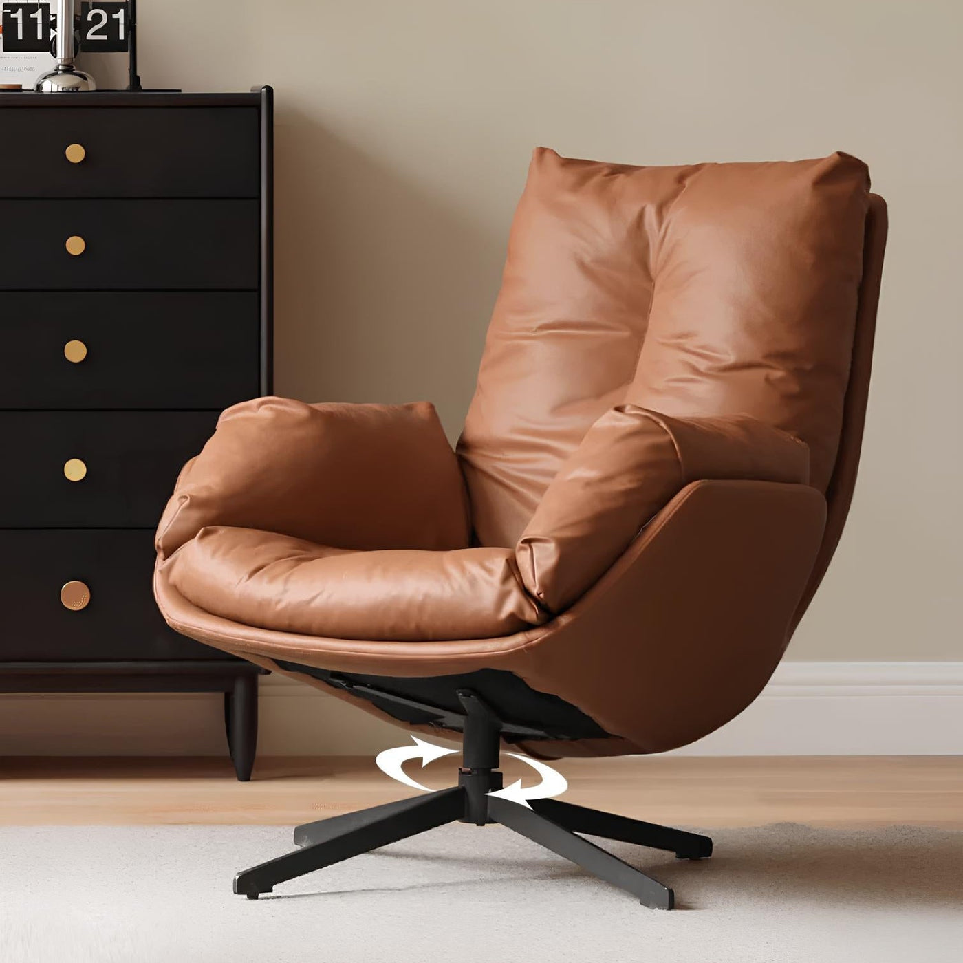 Genner Silicone Leather Swivel Sofa – Oak Furniture Store New Zealand