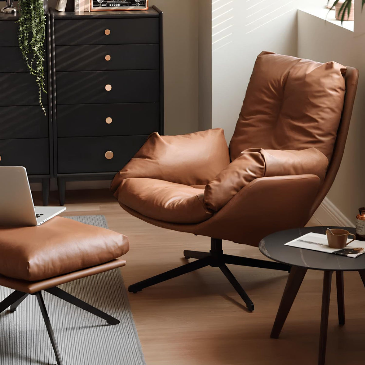 Genner Silicone Leather Swivel Sofa – Oak Furniture Store New Zealand