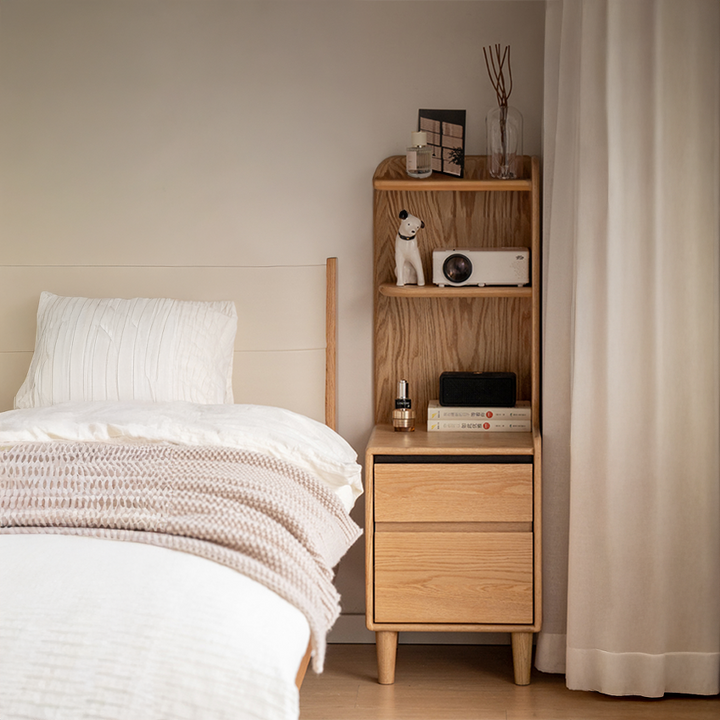 Lannion Natural Solid Oak Bedside Table with Hutch – Oak Furniture ...