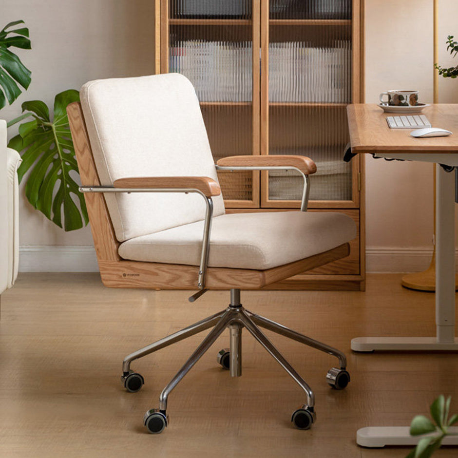 Lecca Natural Solid Oak Office Chair – Oak Furniture Store New Zealand