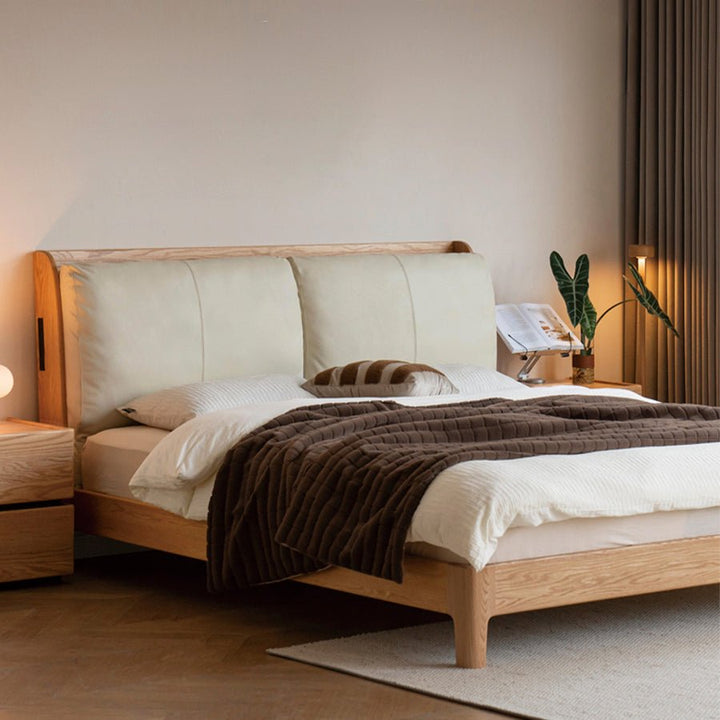 Menet Natural Solid Oak Cushion Back Bed Frame – Oak Furniture Store ...