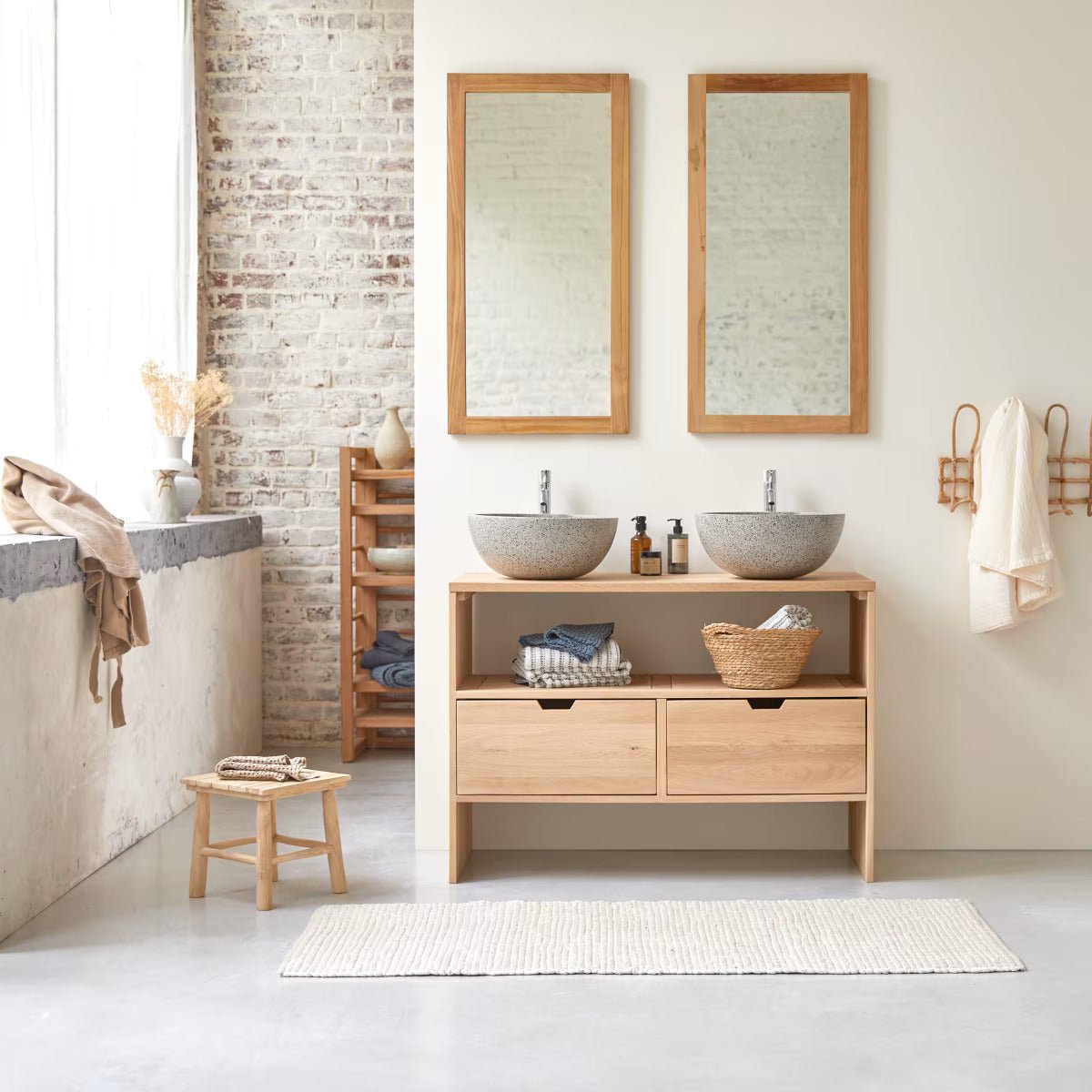 Nanterre Oak Double Basin Vanity Unit – Oak Furniture Store
