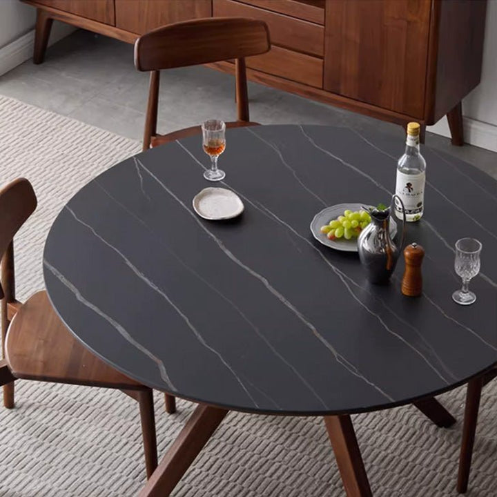 Nest Solid Walnut Round Dining Table with Ceramic Marble Top – Oak ...