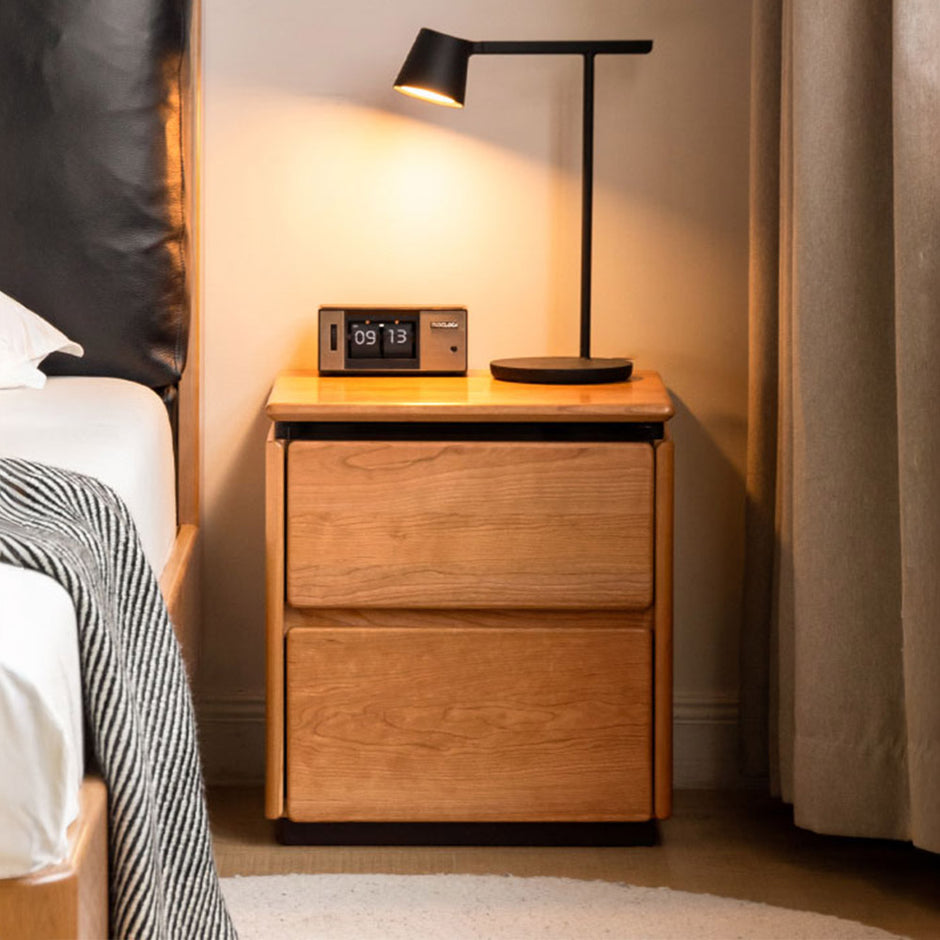 Broby Natural Solid Cherry Floor Standing Bedside Table – Oak Furniture ...