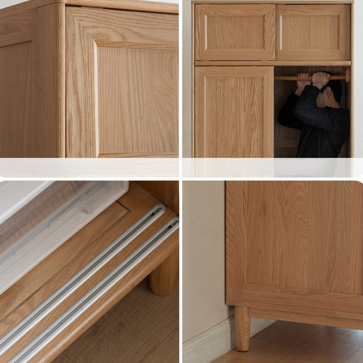 Ronda Solid Oak Sliding Door Small Wardrobe with Top Shelf – Oak ...