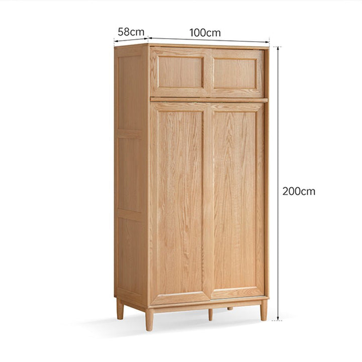Ronda Solid Oak Sliding Door Small Wardrobe with Top Shelf – Oak ...