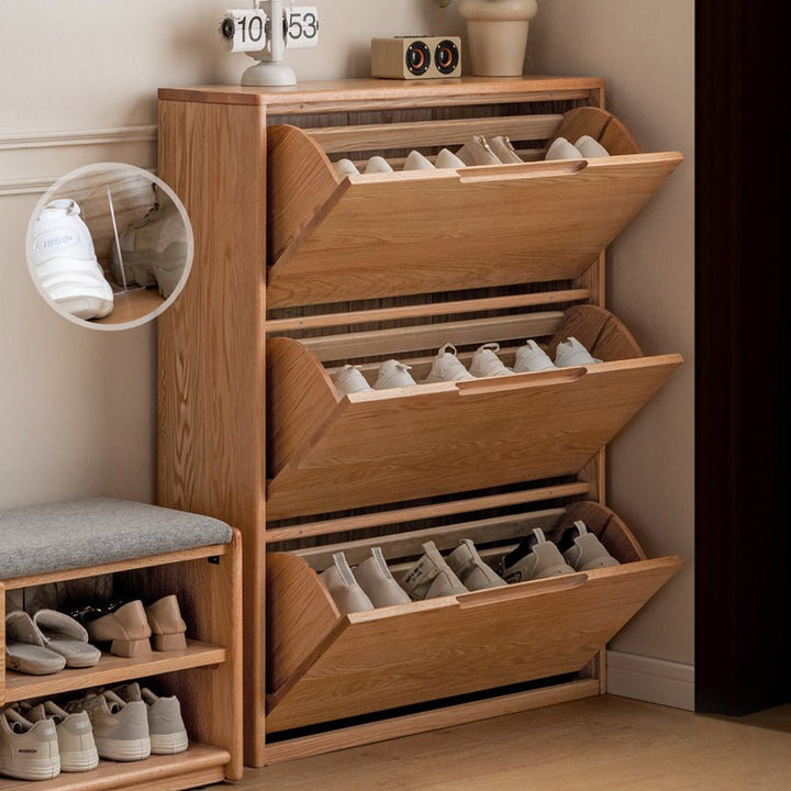 Solid Oak Shoe Cabinets & Storage | 100% Real Timber | In-stock Sale ...
