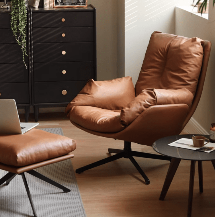 Genner Silicone Leather Swivel Sofa | Oak Furniture Store