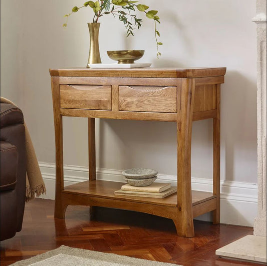 Renwick Rustic Oak Console Table – Oak Furniture Store New Zealand